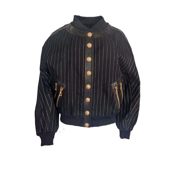 Balmain | Jackets & Coats | Balmain Balmain Striped Cotton Teddy Jacket ...